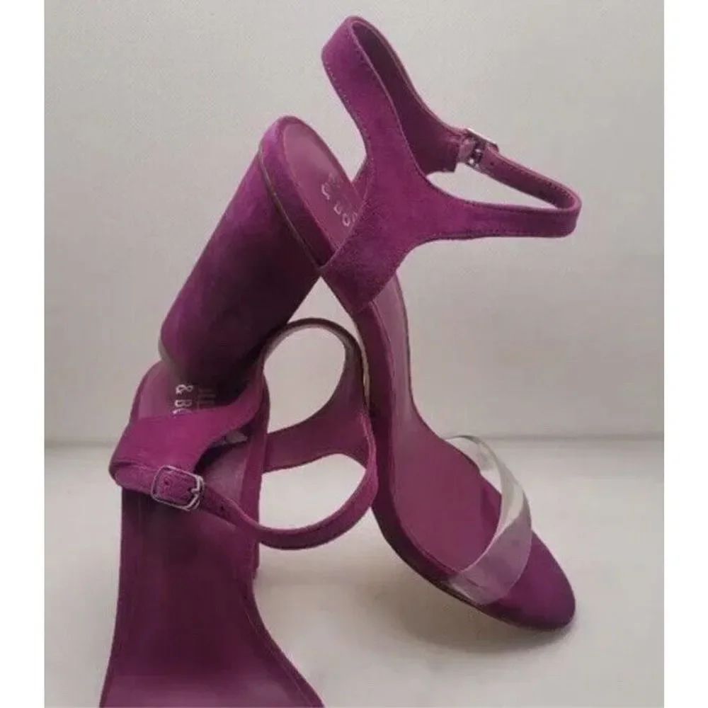 Unbranded | Shoes | Bleecker Bond Viola Fuchsia Suede Lucite Open Toe A ...